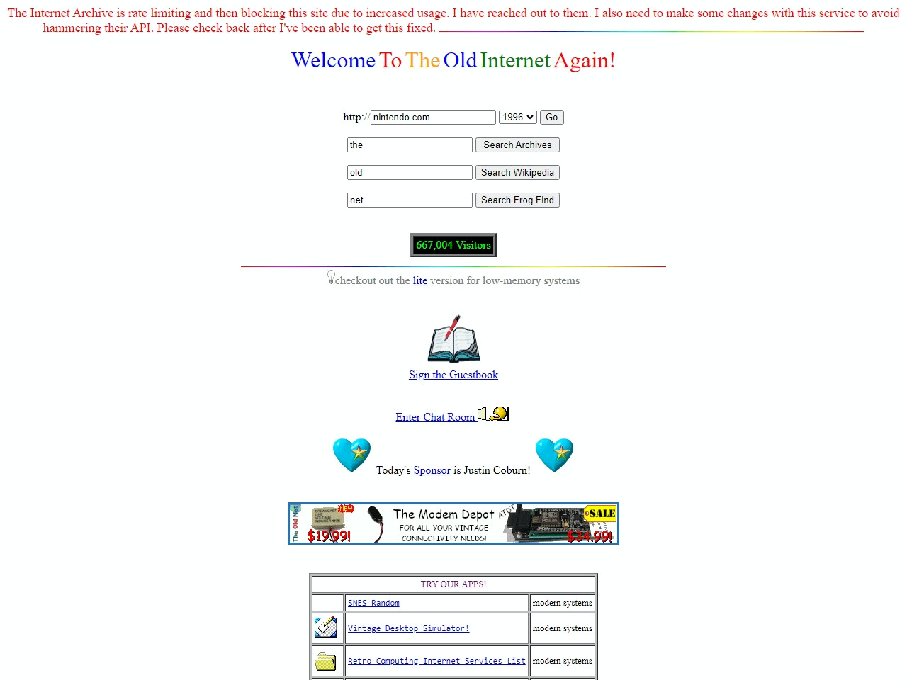 Surfing the Wayback Machine at TheOldNet – Old School Computer