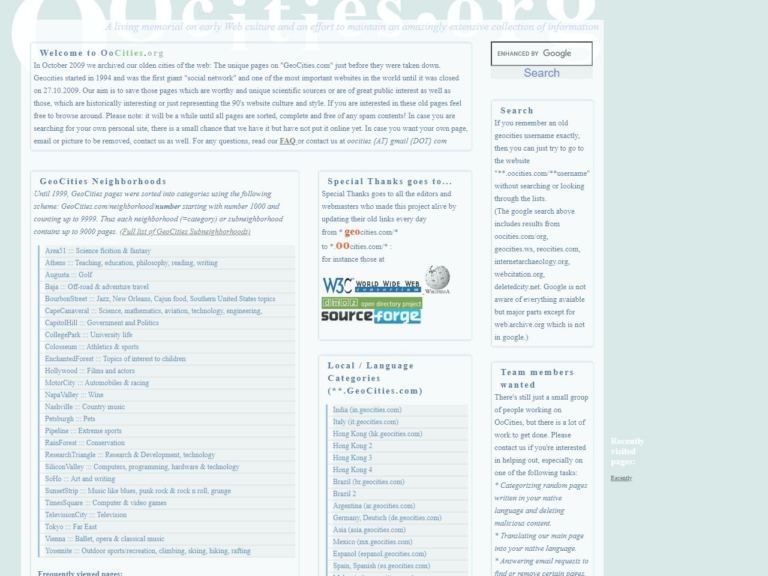Revisiting the GeoCities Community on OoCities – Old School Computer