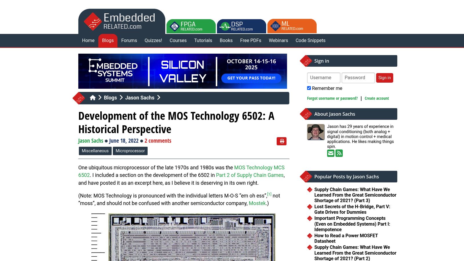 Development of the MOS Technology 6502: a Historical Perspective – Old School Computer