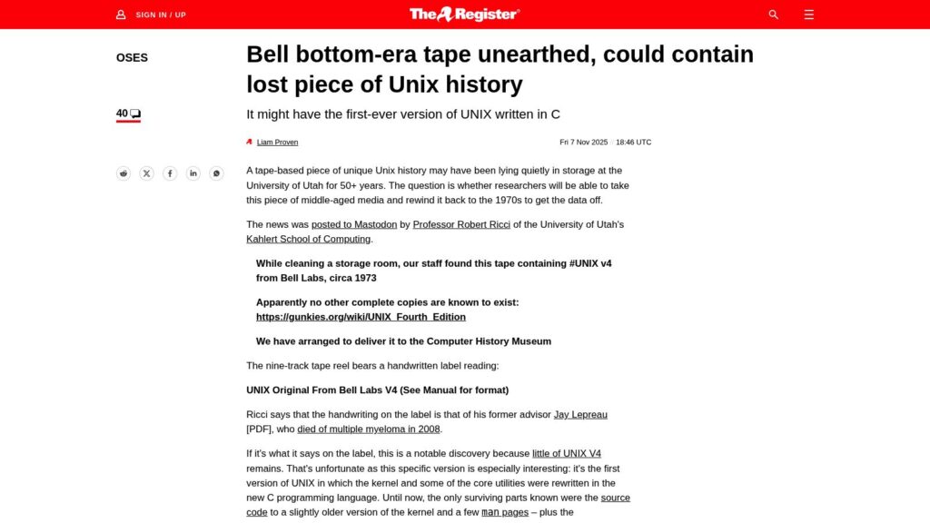 52 Year Old Data Tape Could Contain Unix History • The Register – Old ...
